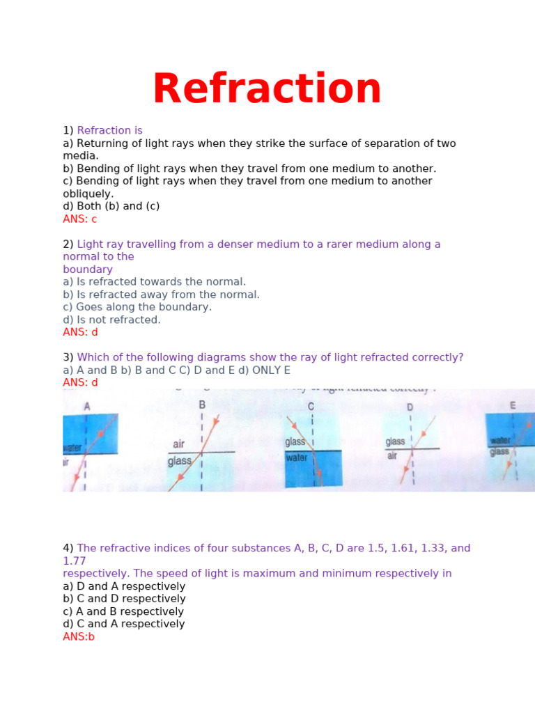 Refraction | PDF