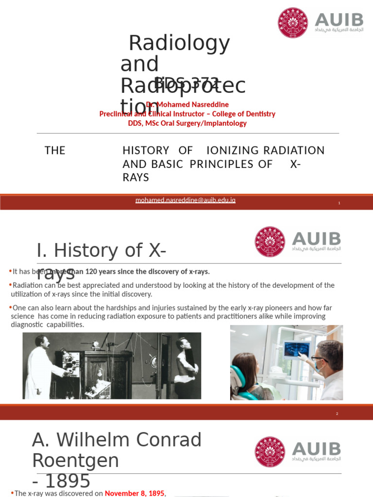 BDS 372 - History of Ionizing - Session 1-2 | PDF