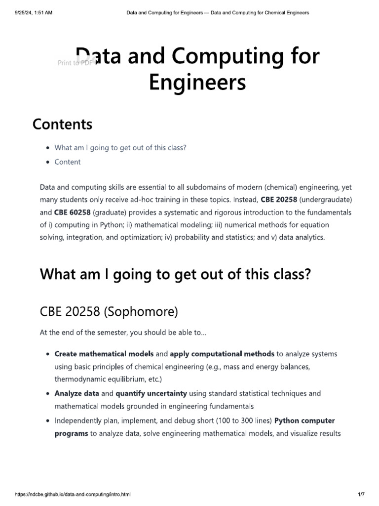 Data and Computing For Engineers | PDF