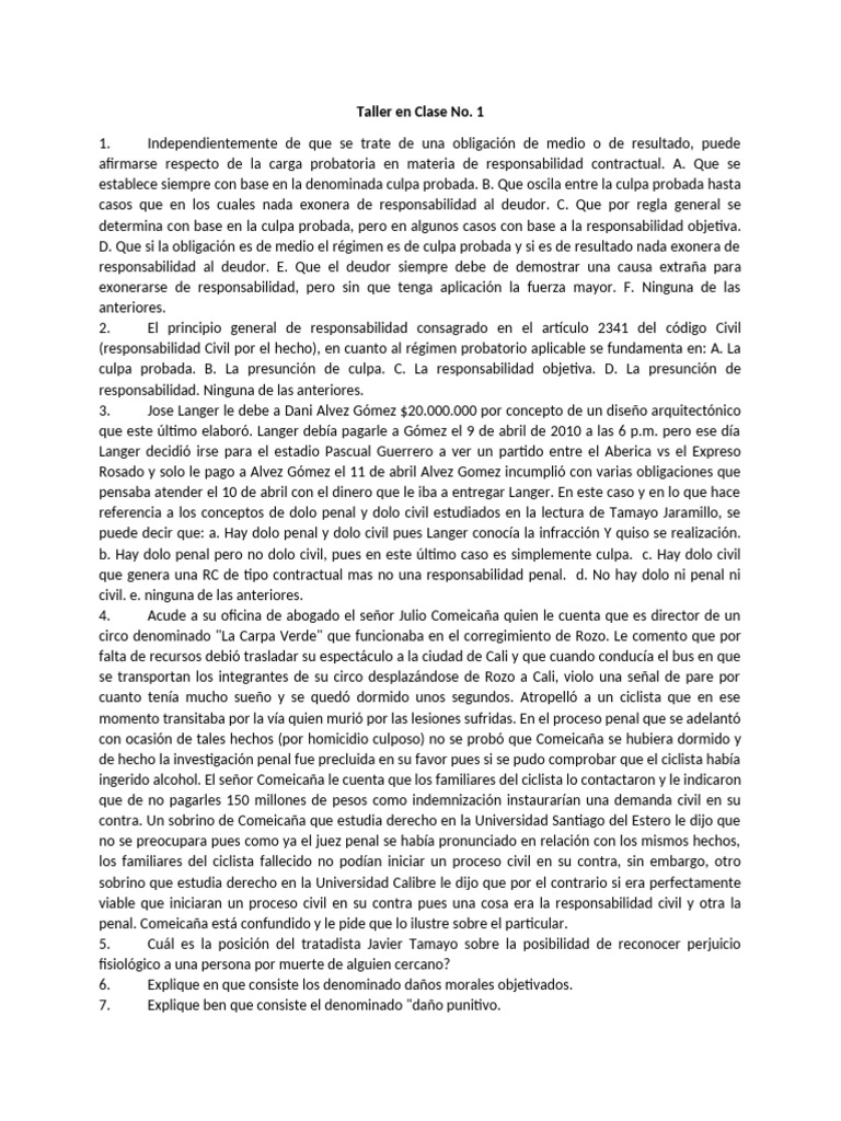 Taller No. 1 clase | PDF