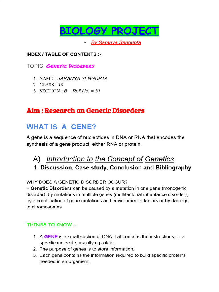 BIOLOGY PROJECT | PDF