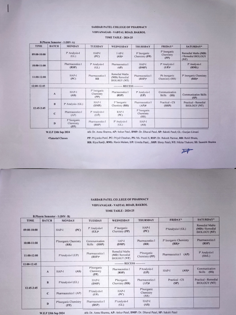Time Table | PDF