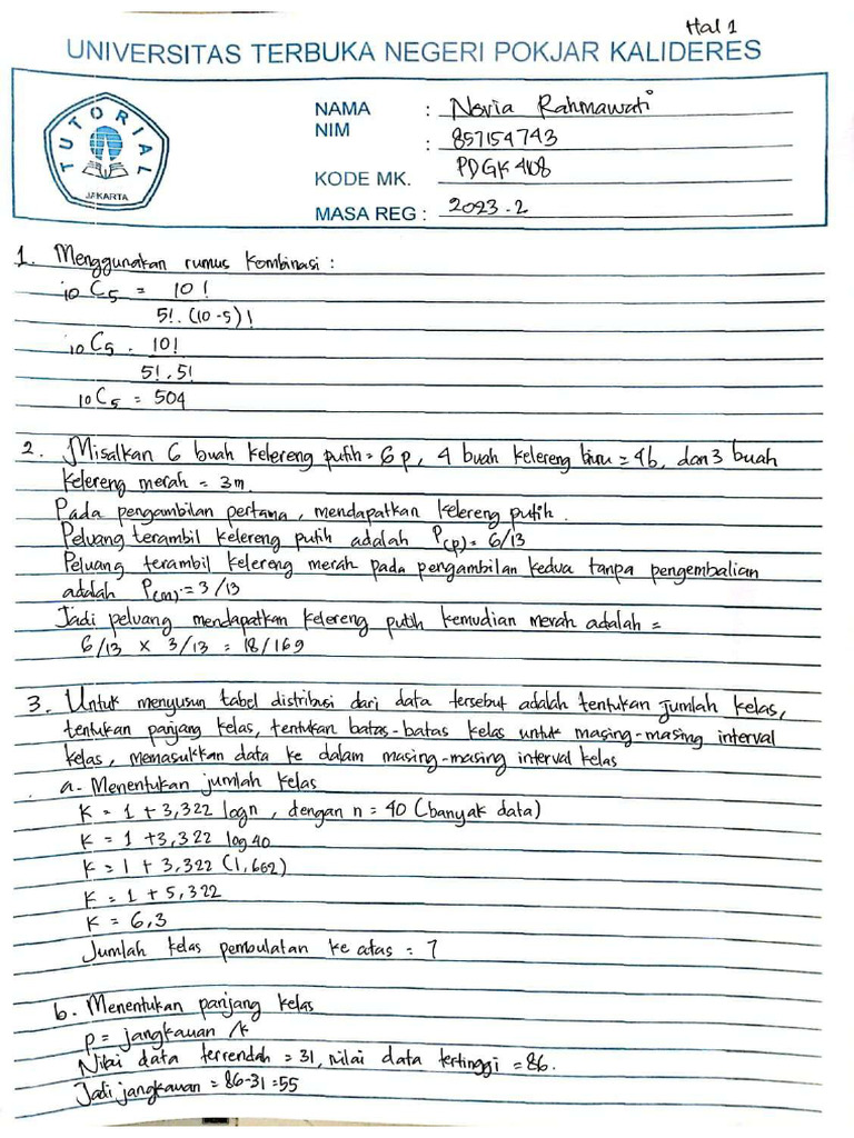 Novia Rahmawati - 857154743 - MTK - Tugas 3 | PDF