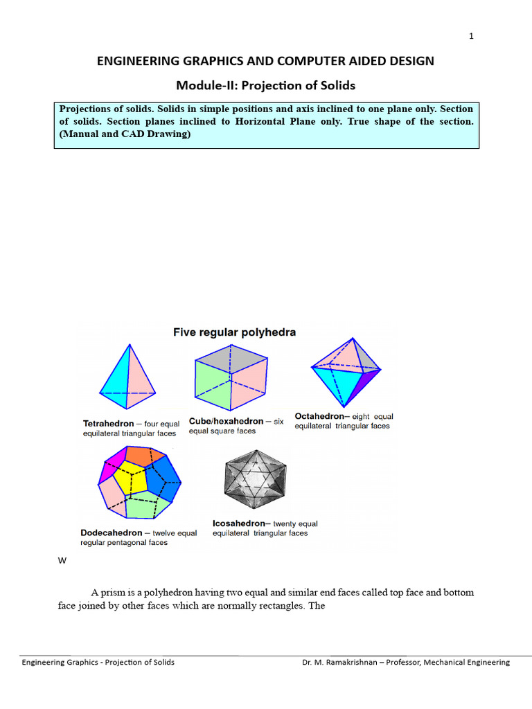 Module 2 Projection of Solids | PDF | Tetrahedron | Convex Geometry