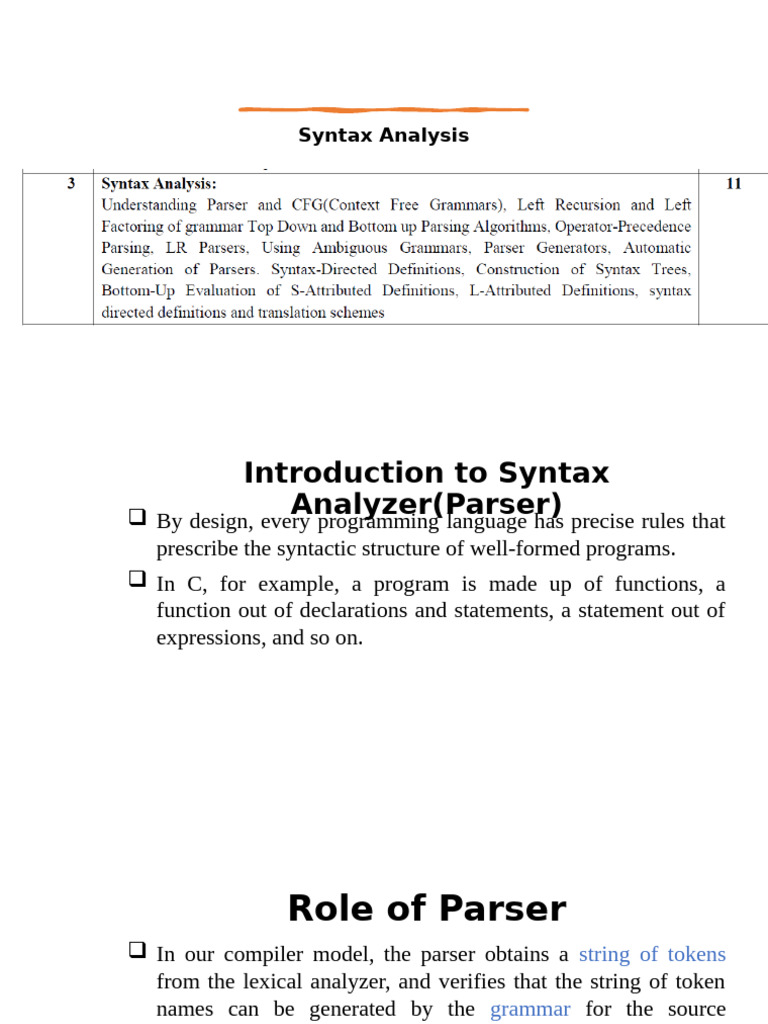 Unit - 3 Syntax Analyzer | PDF | Parsing | Formalism (Deductive)