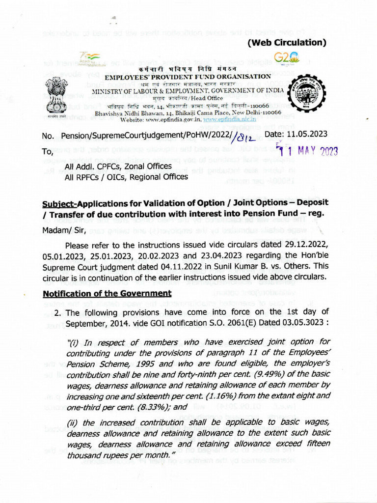 11.05.2023 - EPFO HQ Pension Payment Method (Sr. Nos. 10,11,12 & 13 of ...