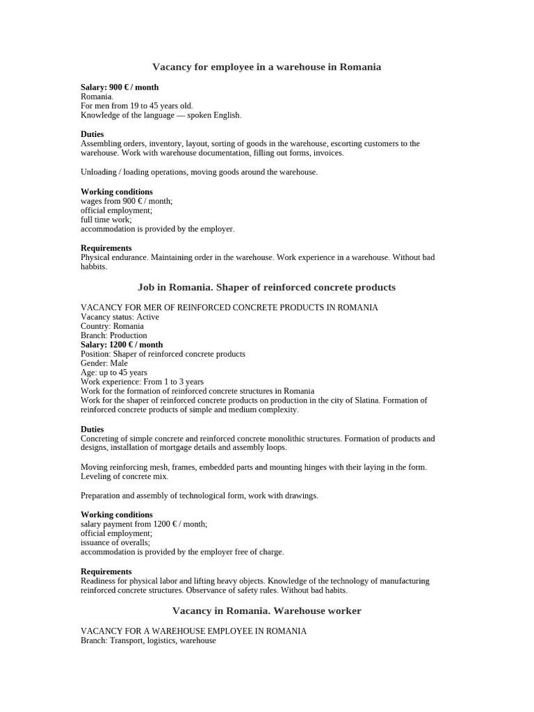 Work Romania | PDF