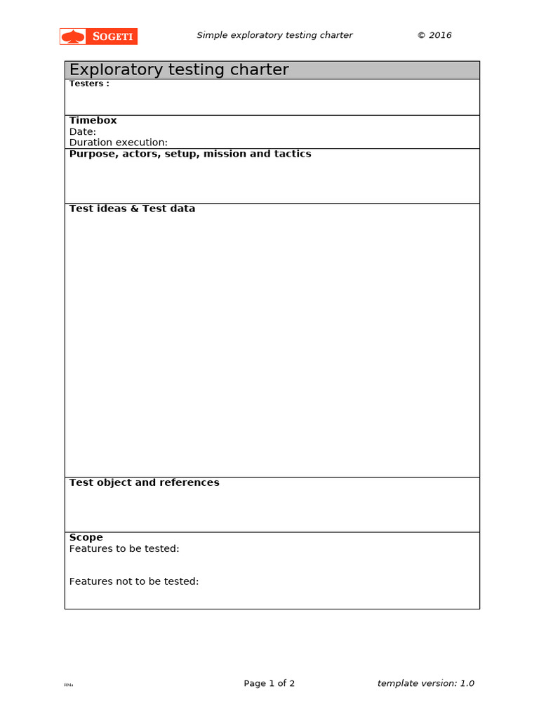 Template Exploratory Testing Charter Simple v1 | PDF