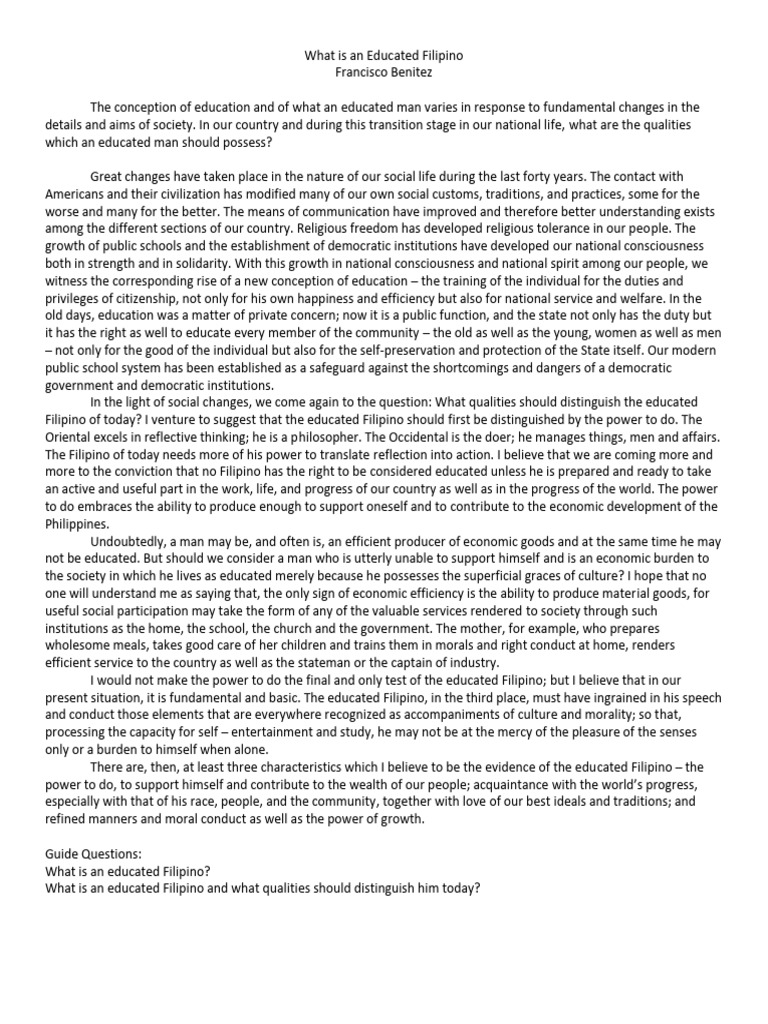What Is An Educated Filipino | PDF