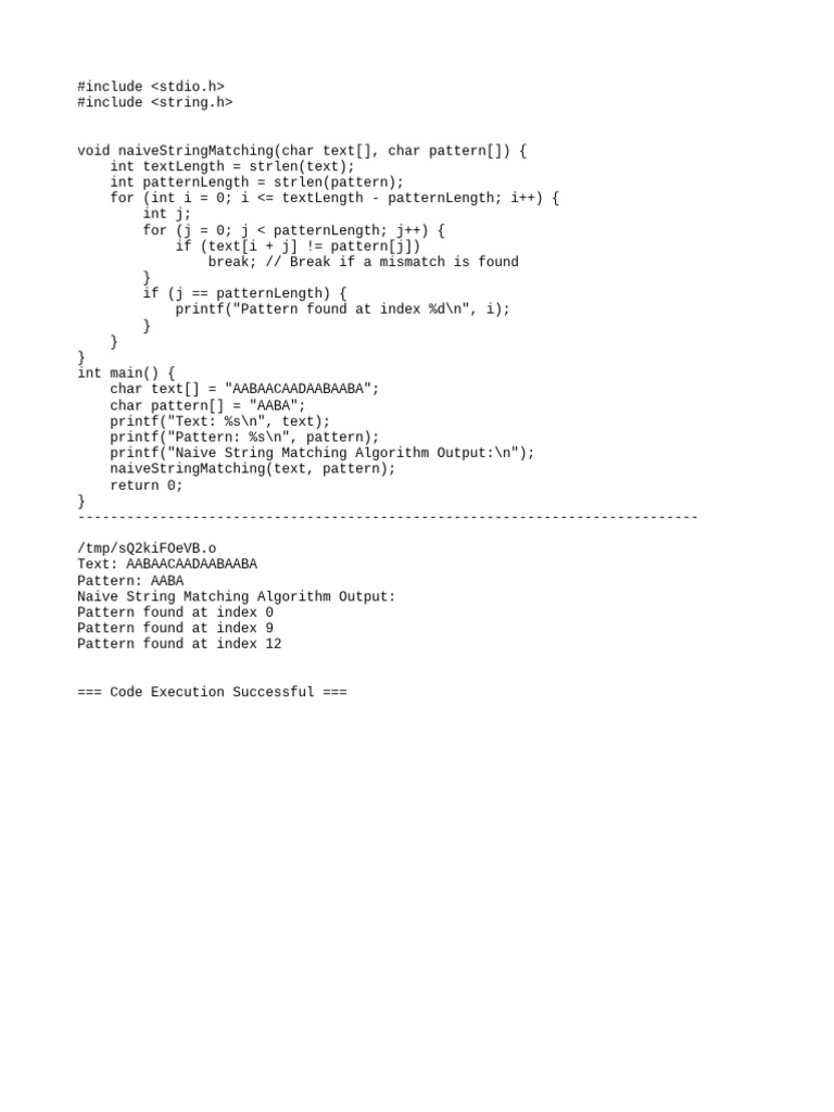 Naive String Matching | PDF