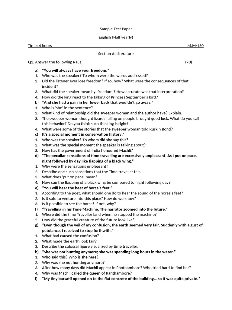 Sample Test Paper eng | PDF