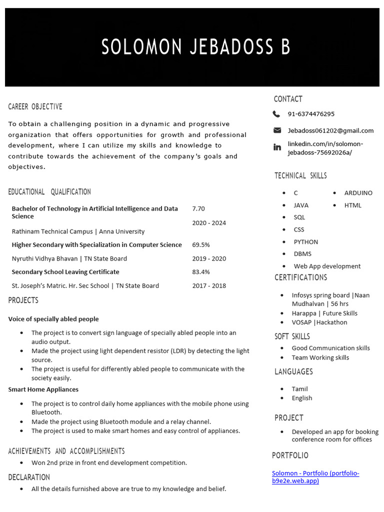 Solomon Resume | PDF