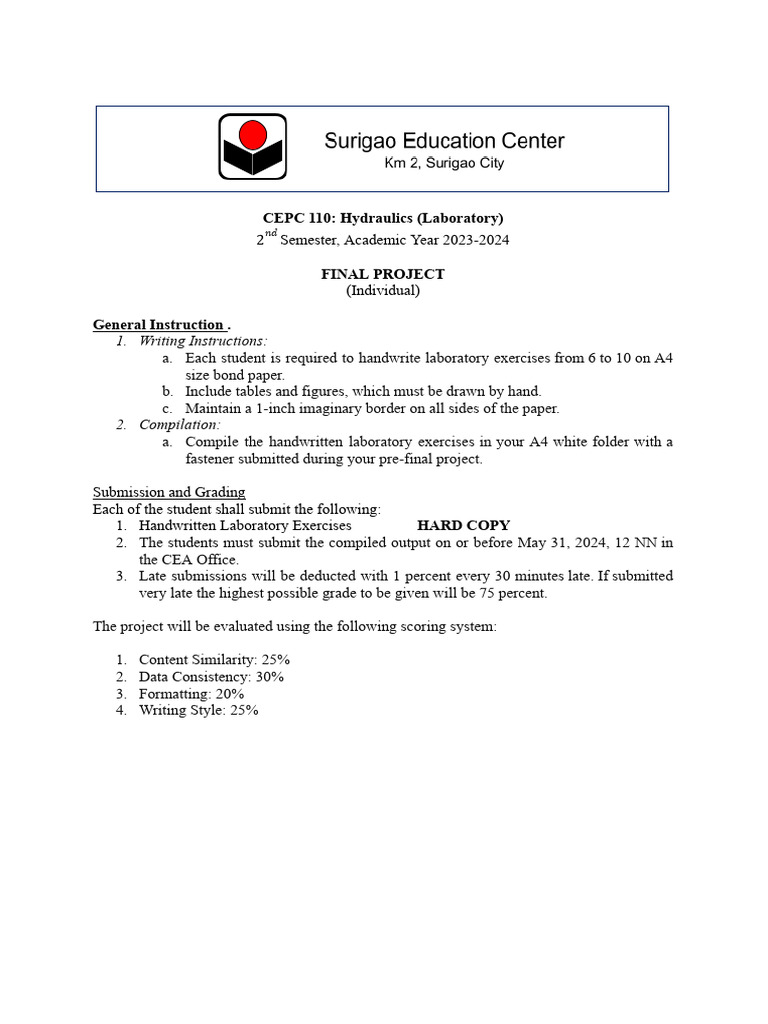 Hydraulics Lab Final Project.docx | PDF