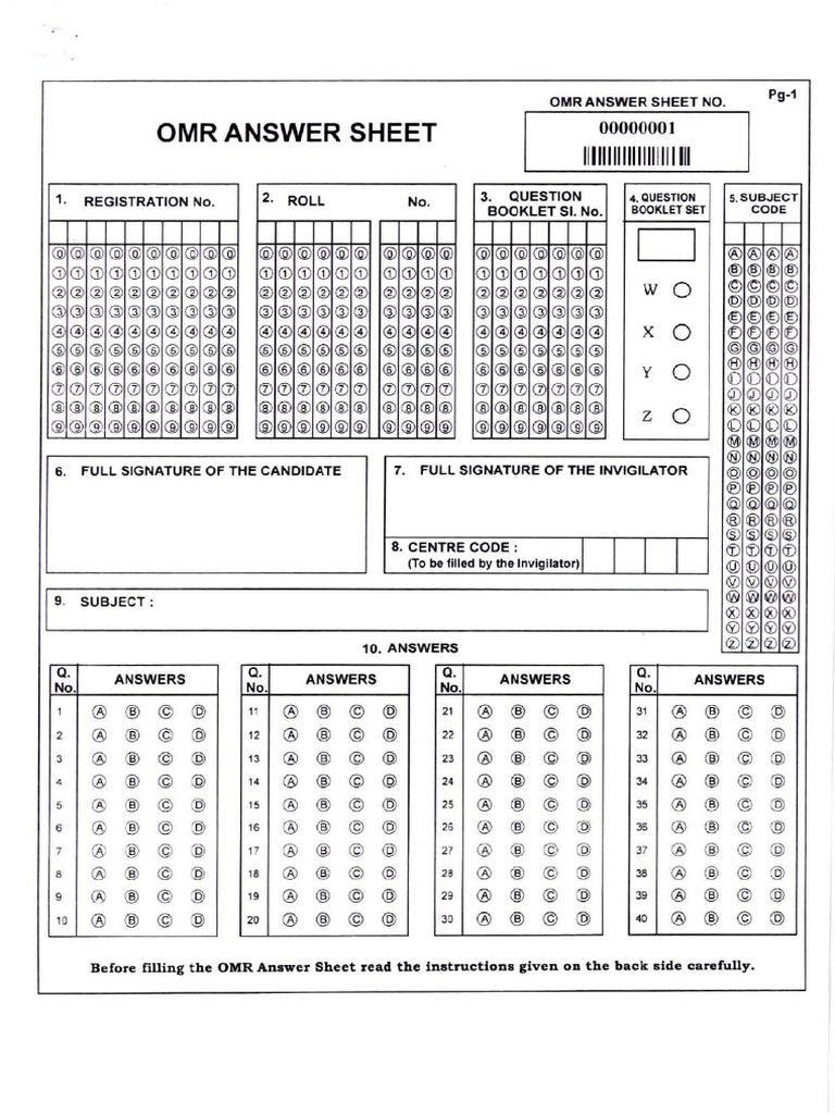OMR Sheet Sample by WBCHSE For Semester Exams | PDF