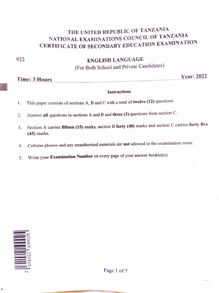 English F4 2022 | PDF