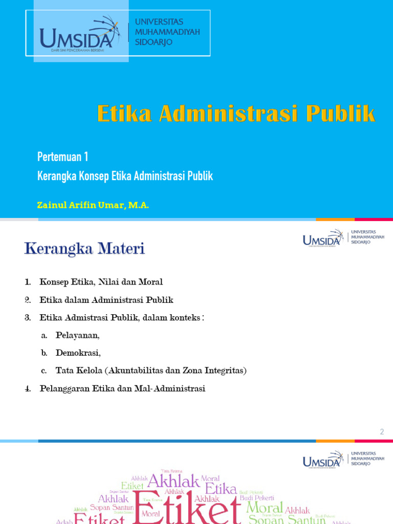 Pertemuan 1 - Kerangka Konsep Etika Administrasi Publik | PDF