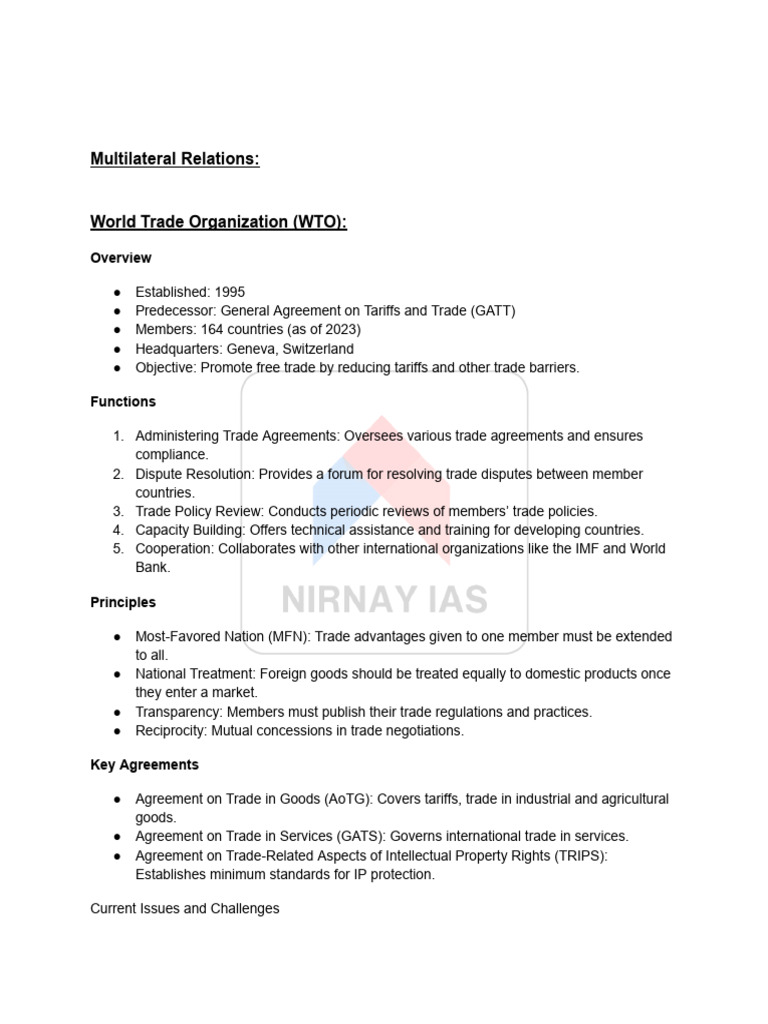 Multilateral Relations | PDF