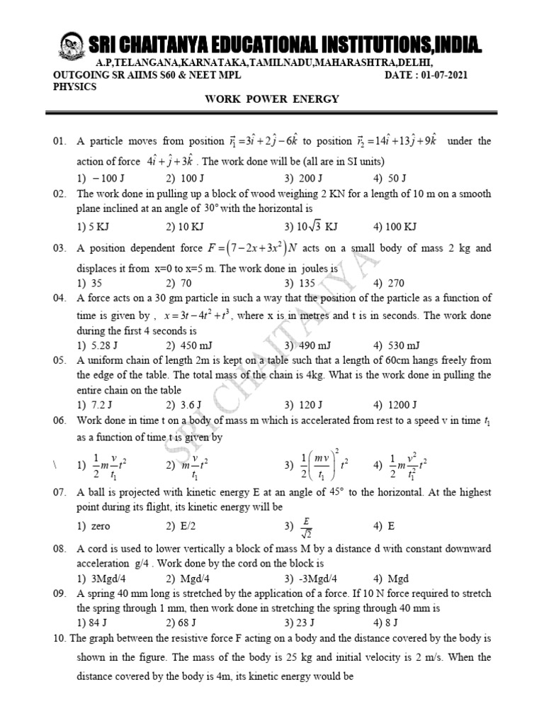 Physics Work Power Energy | PDF