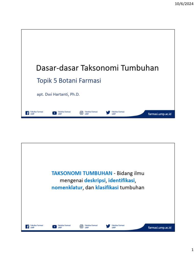 Materi 5. Dasar-Dasar Taksonomi Tumbuhan | PDF