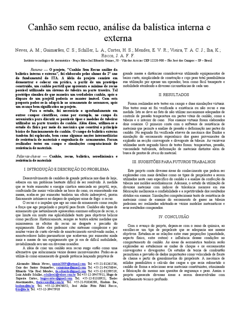 CSR - Balística Interna e Externa | PDF | Canhão | Projéteis