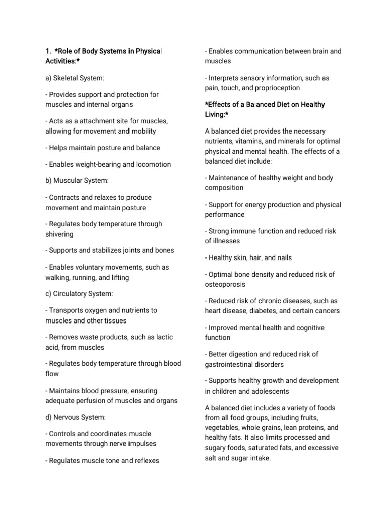 Body Systems and Physical Activity Insights | PDF | Non Communicable ...