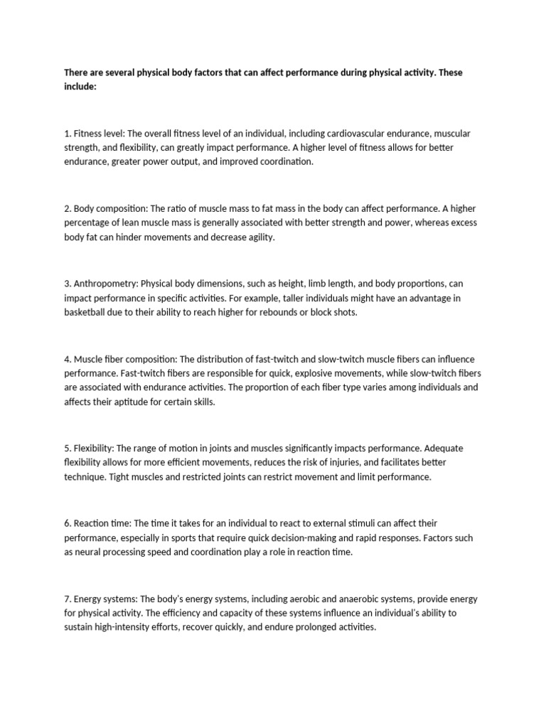 Factors that affect performance of a skill | PDF