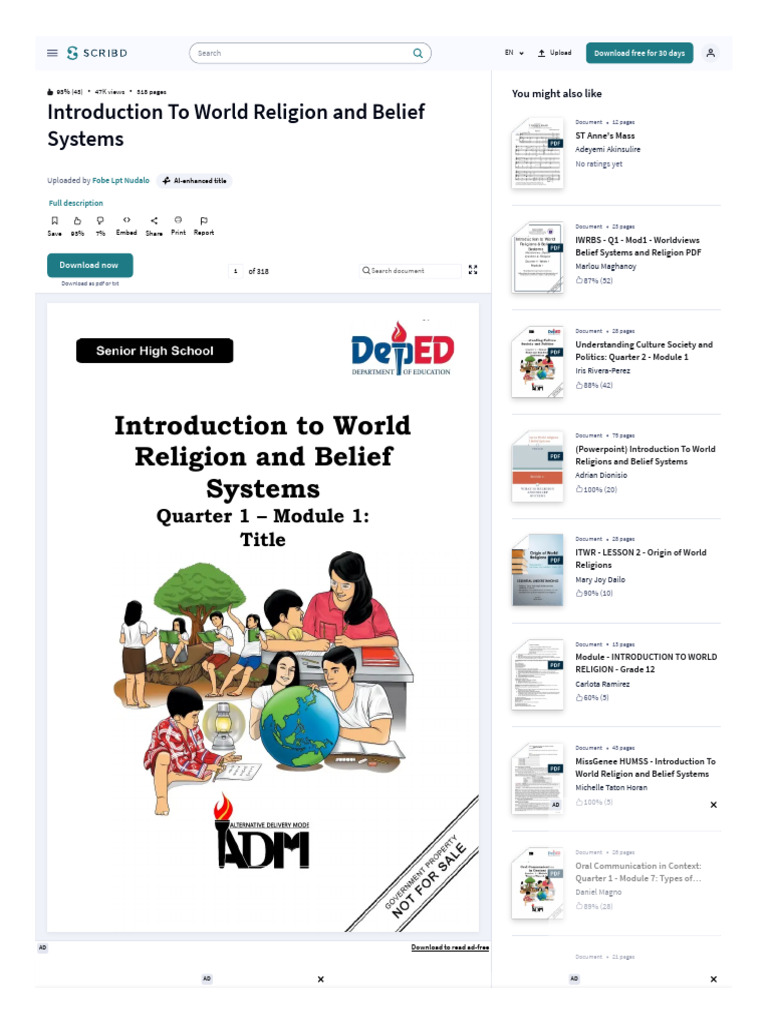 Introduction To World Religion and Belief Systems | PDF