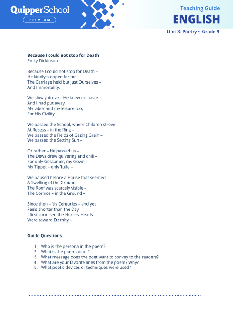 PDF (Texts) - English 9 - Unit 3 - Lesson 2 - Literary Devices and Techniques To Craft Poetic ...