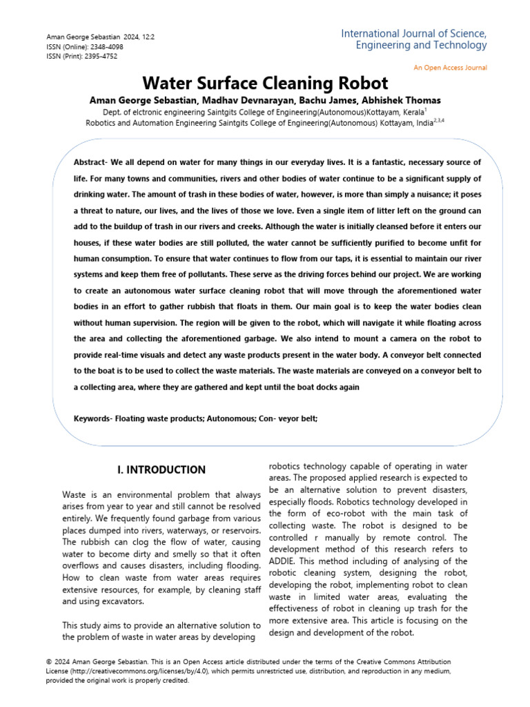 Water Surface Cleaning Robot Paper 2 Pdf