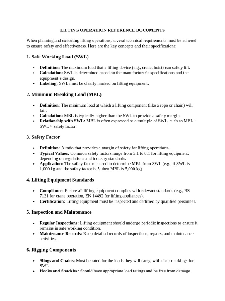 LIFTING OPERATION REFERENCE DOCUMENTS | PDF