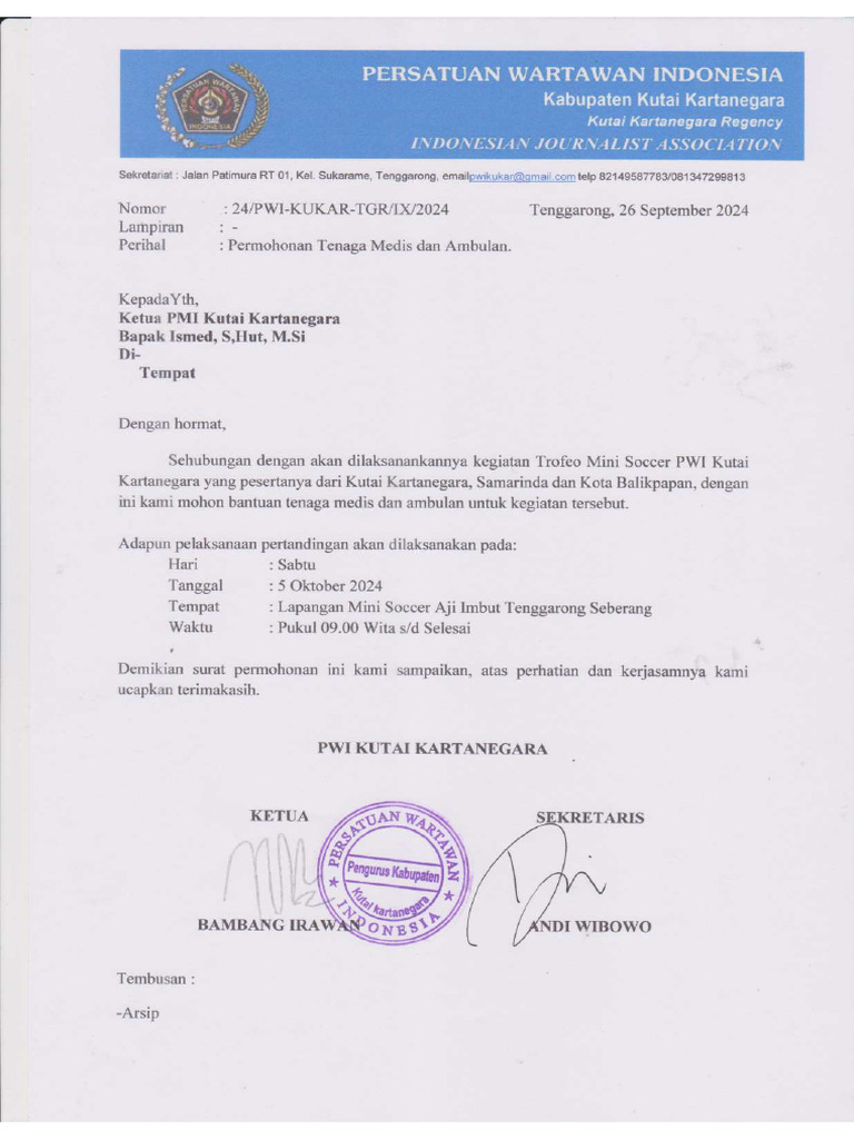 Surat Permohonan Tim Medis dan Ambulans | PDF Surat Permohonan Tim Medis dan Ambulans | PDF