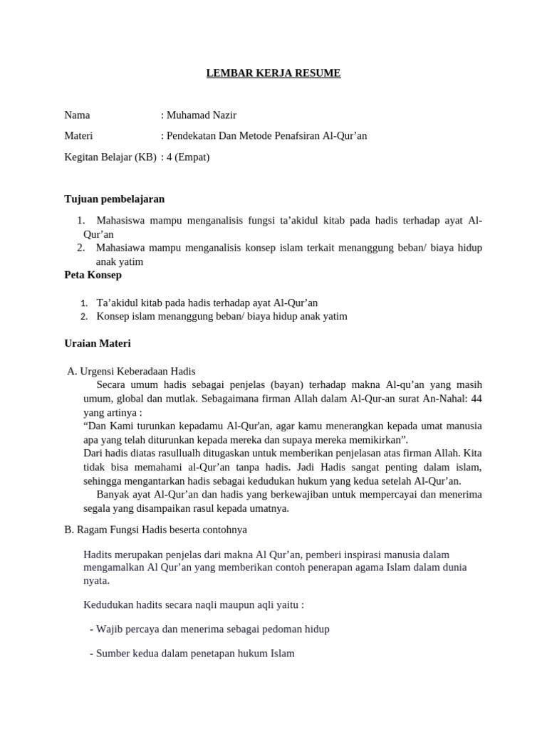 Lembar Kerja Resume Modul 5 KB 4 | PDF