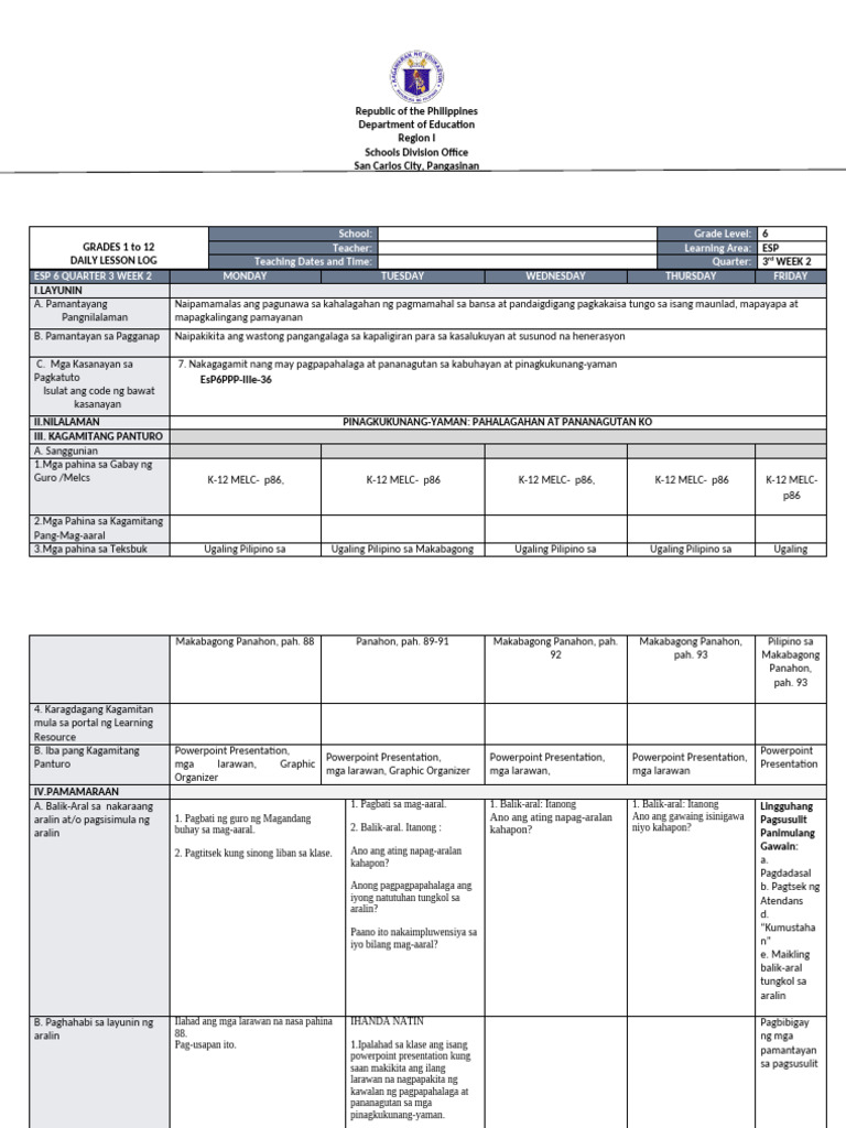 DLL - Esp 6 - Q3 - W2 | PDF