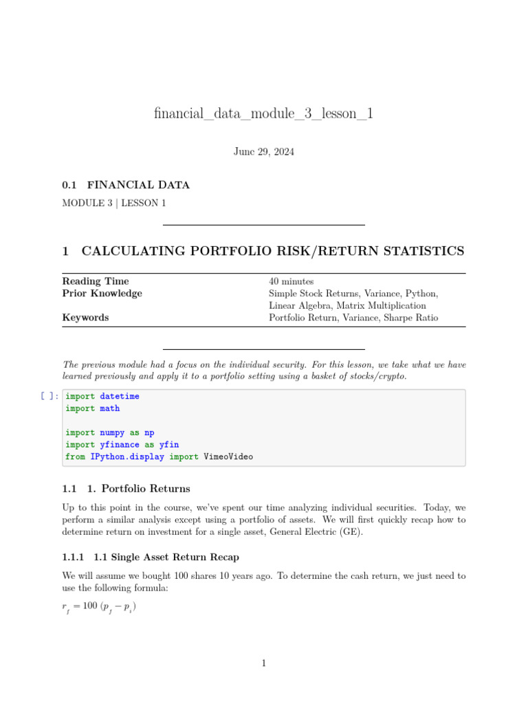 Financial Data Module 3 Lesson 1 | PDF