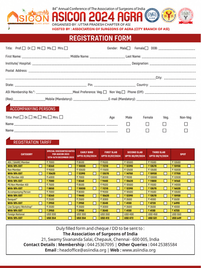 ASICON 2024 Registration Form | PDF
