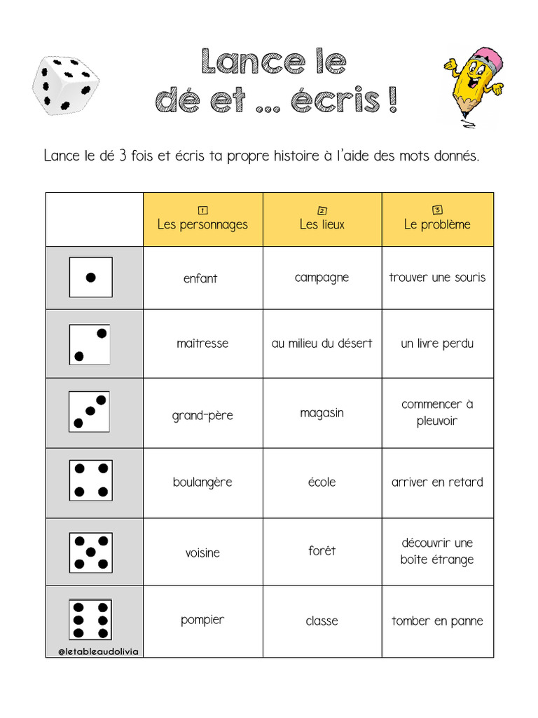 Lance Le Dé Et Écris ! | PDF