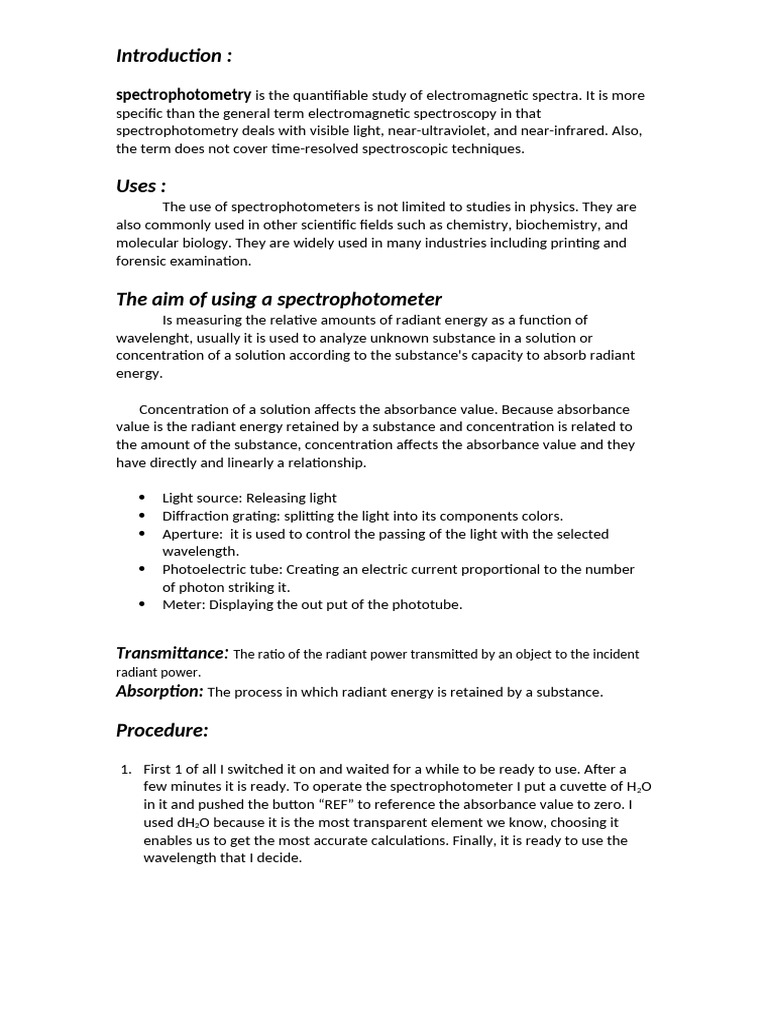 Spectrophotometer | PDF