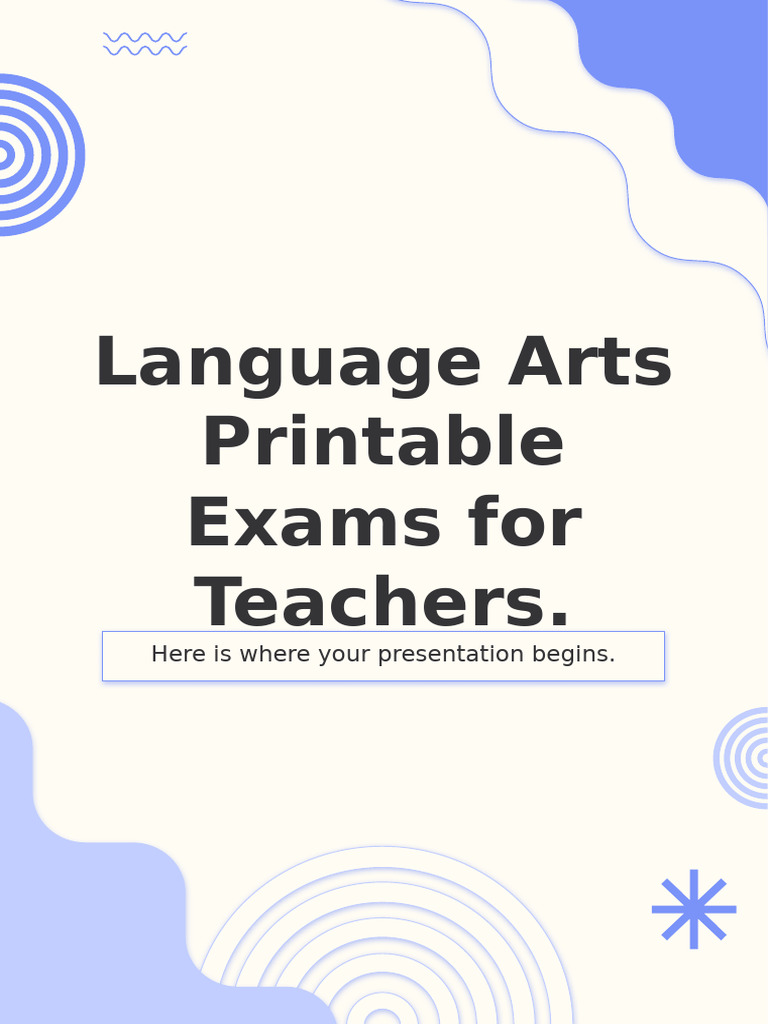 Language Arts Printable Exams For Teachers by Slidesgo | PDF