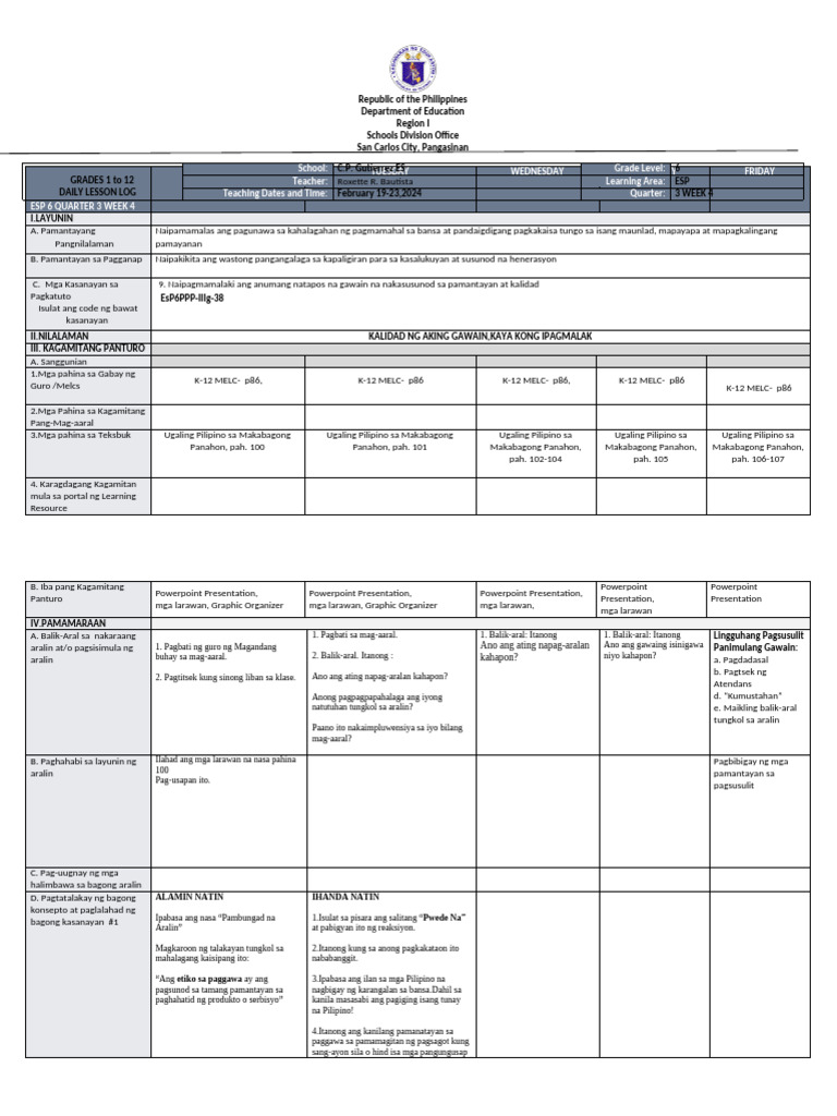 DLL - Esp 6 - Q3 - W4 | PDF