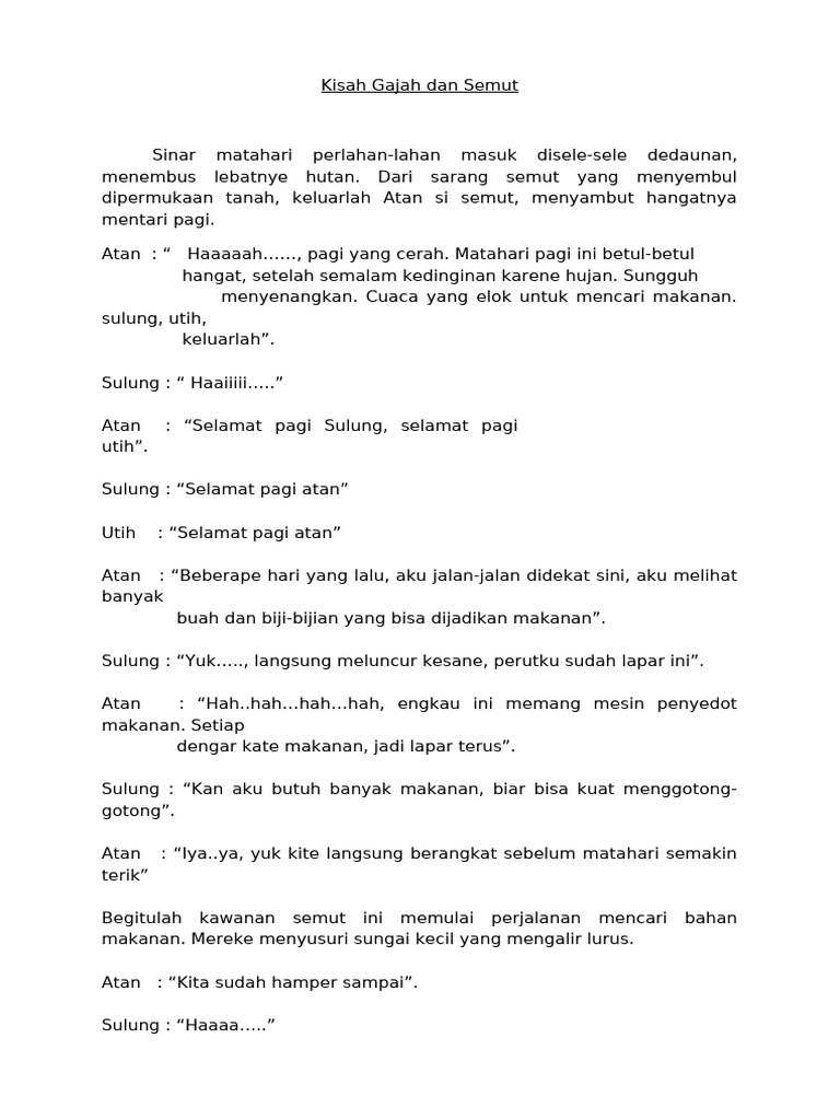 Dongeng Kisah Gajah Dan Semut | PDF