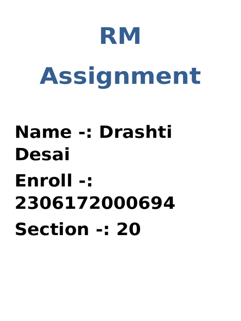 RM Assignment | PDF