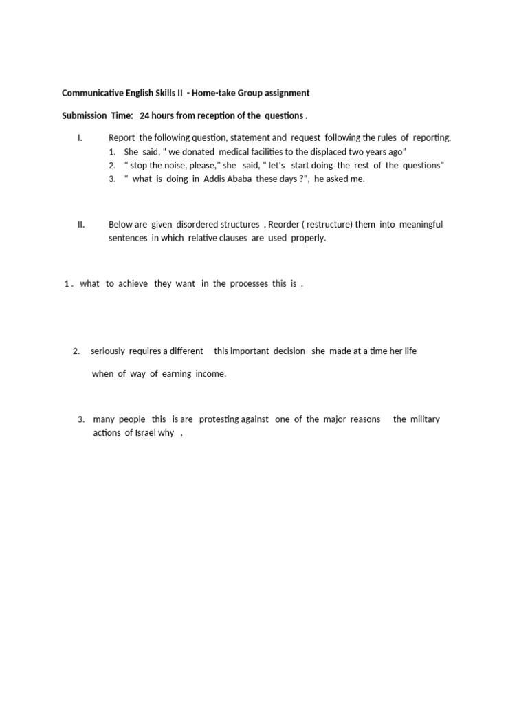 Assignment - Communicative English Skills II | PDF