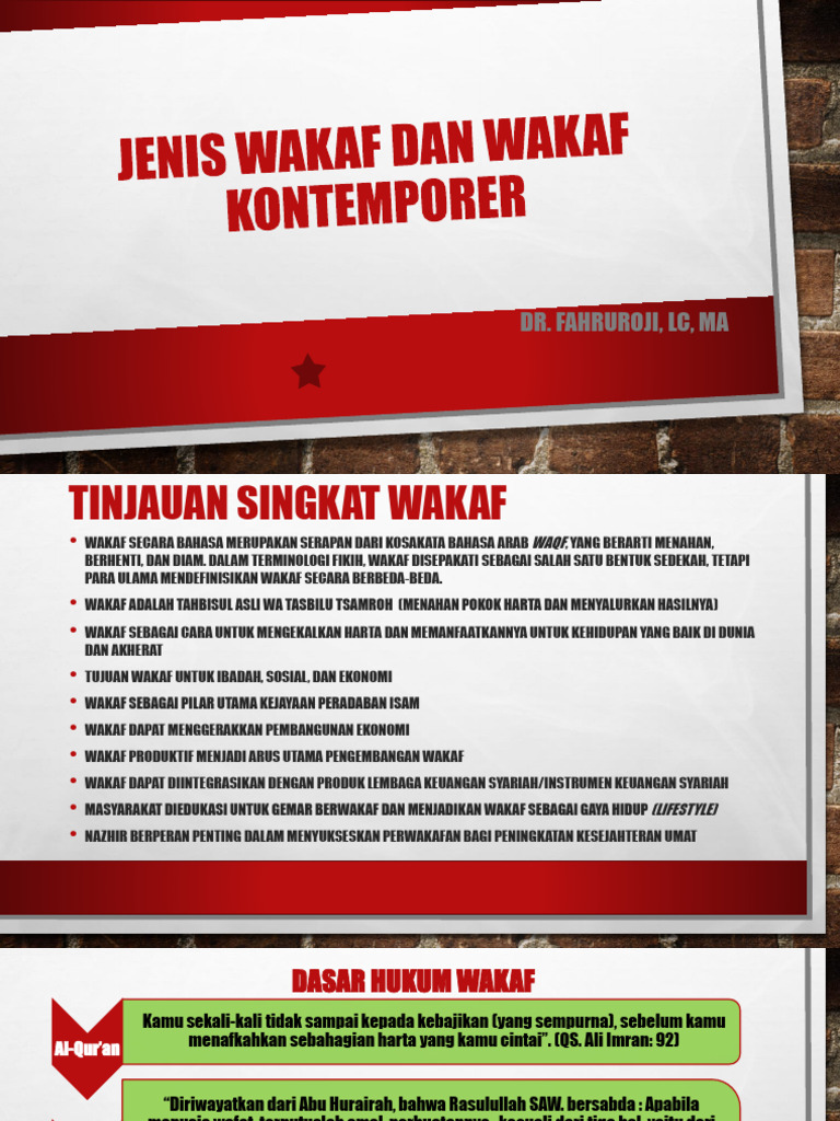 Jenis Wakaf Dan Wakaf Kontemporer | PDF