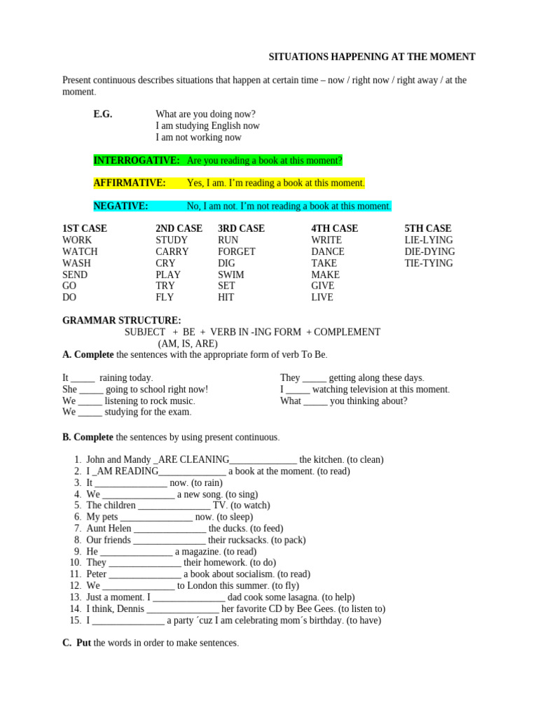 Present Continuous 1 | PDF