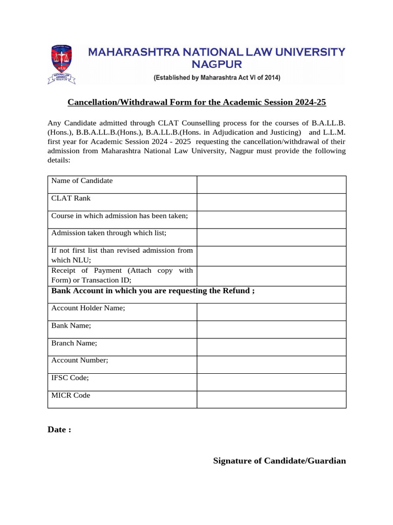 Withdrawal form... | PDF
