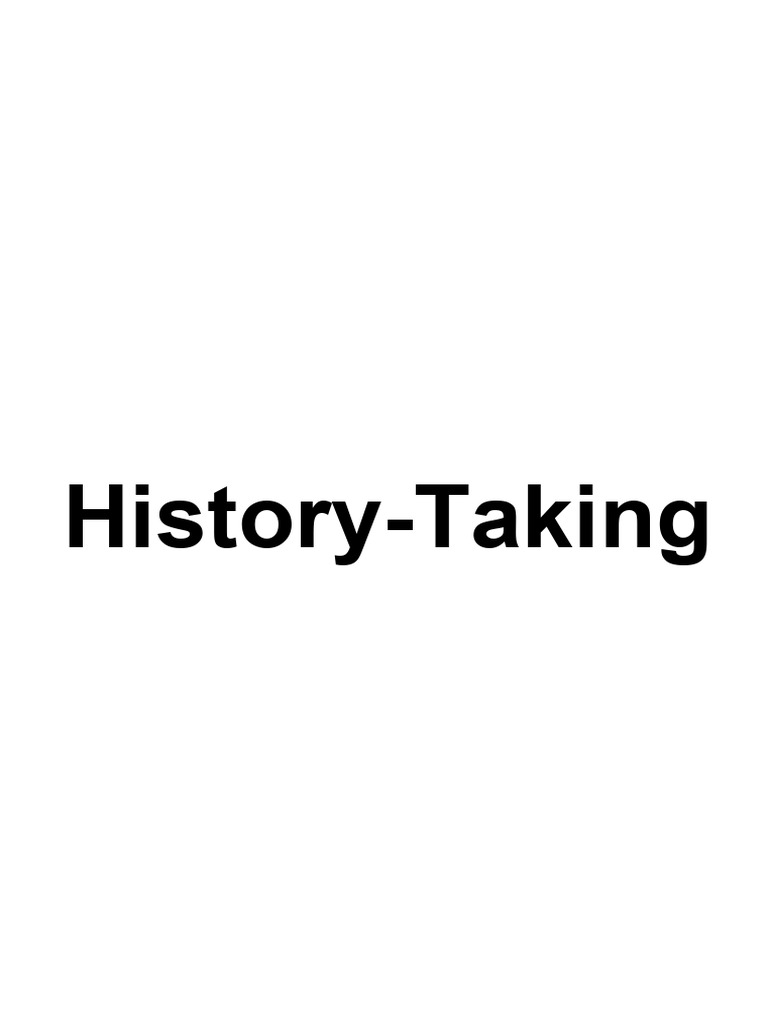 History Taking Diagnosis PDF