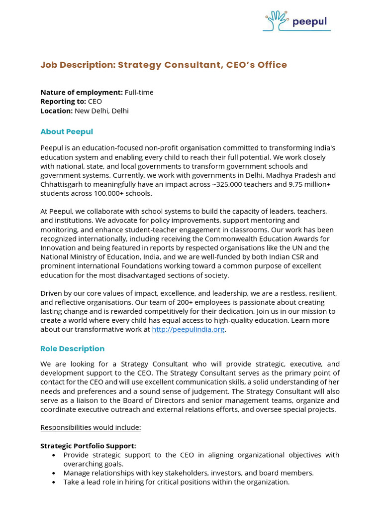 Strategy Consultant CEO's Office | PDF