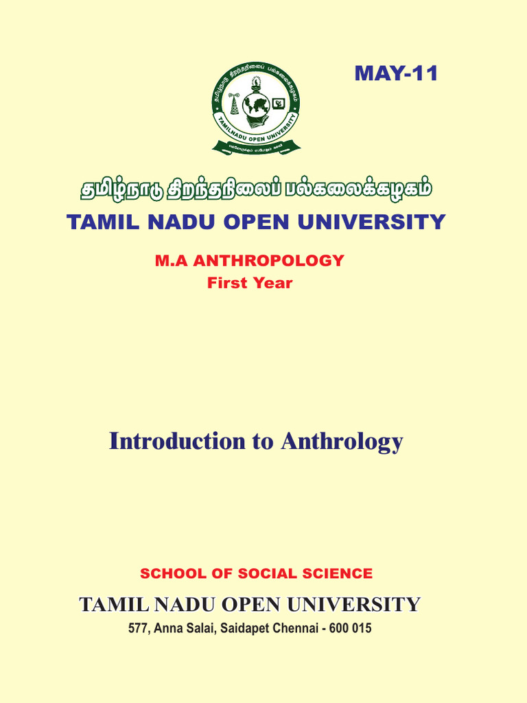 Introduction To Anthropology TNOU | PDF