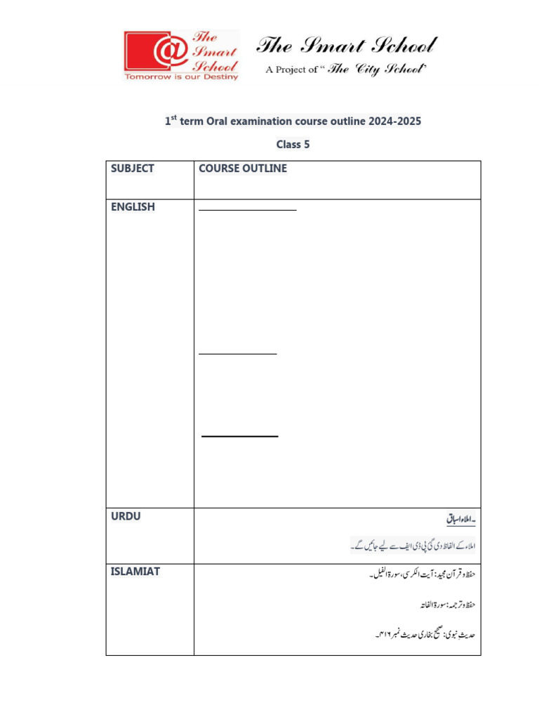 Oral Paper Course Outline 5 | PDF