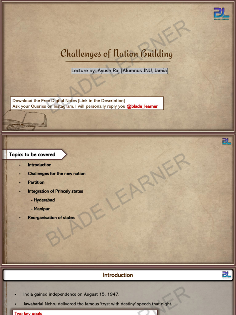 Challenges of Nation Building 2024 | PDF | Partition Of India | Pakistan